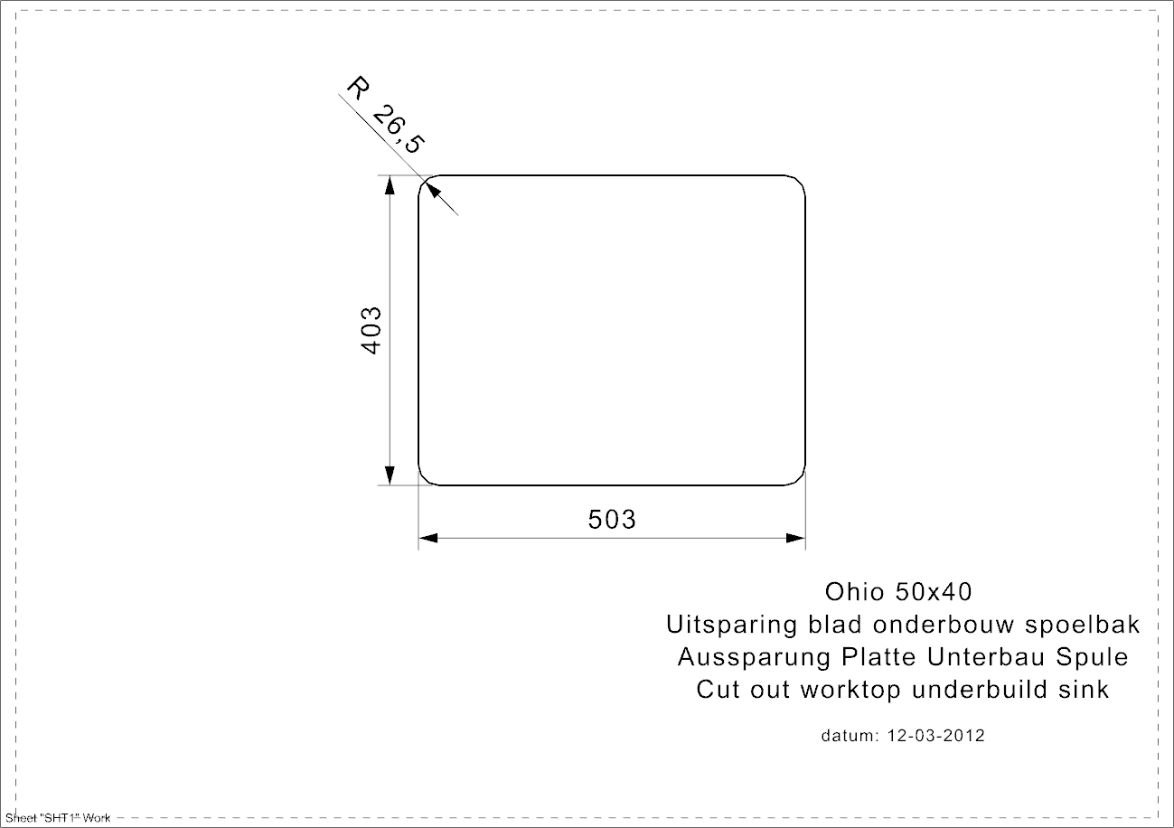Ohio 50x40 (L) OKG | Vierkante spoelbak | Reginox